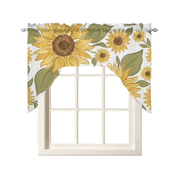 Country Sunflowers Swag Curtains for Kitchen Vintage Leaves Floral ...