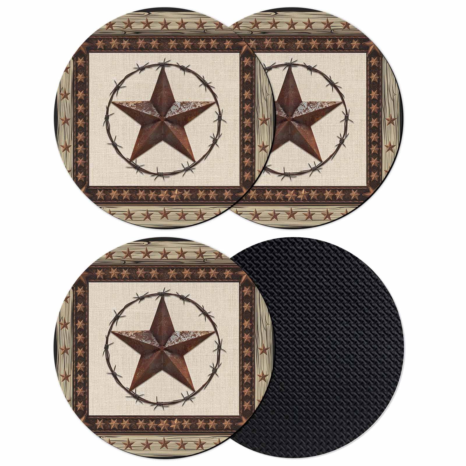 Country Texas Star Coasters Set of 4, Soft Absorbent Coasters for ...