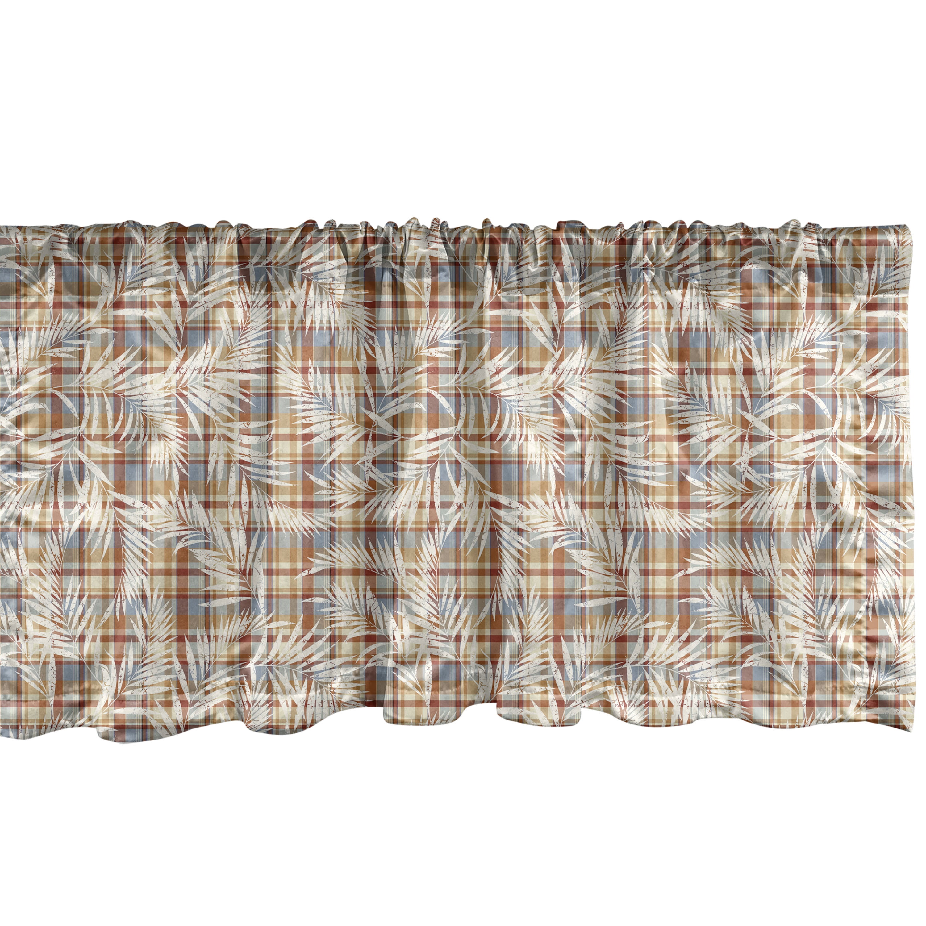 Country Themed Window Valance, Retro Repetitive Feathery Leaves with ...