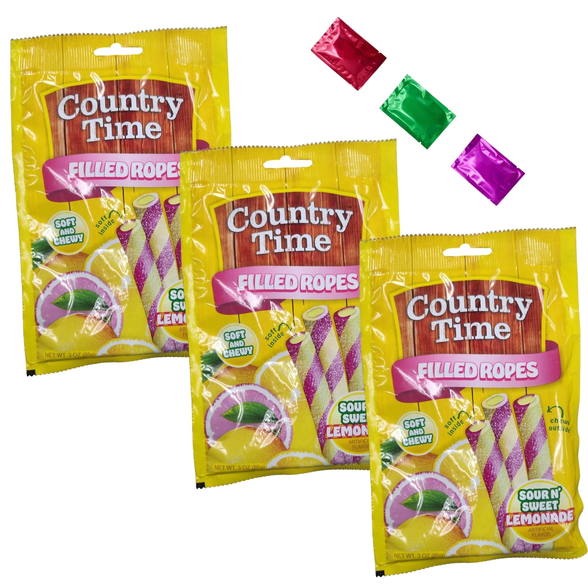 Country Time Filled Ropes Sour N' Sweet Lemonade Gummy Candy Sticks ...