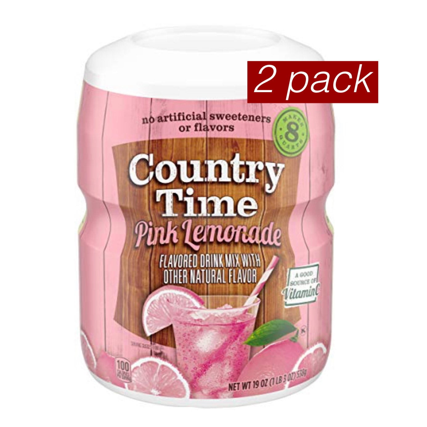Country Time Sweet Lemon Pink Lemonade Drink Mix - 19oz Canister (Pack ...