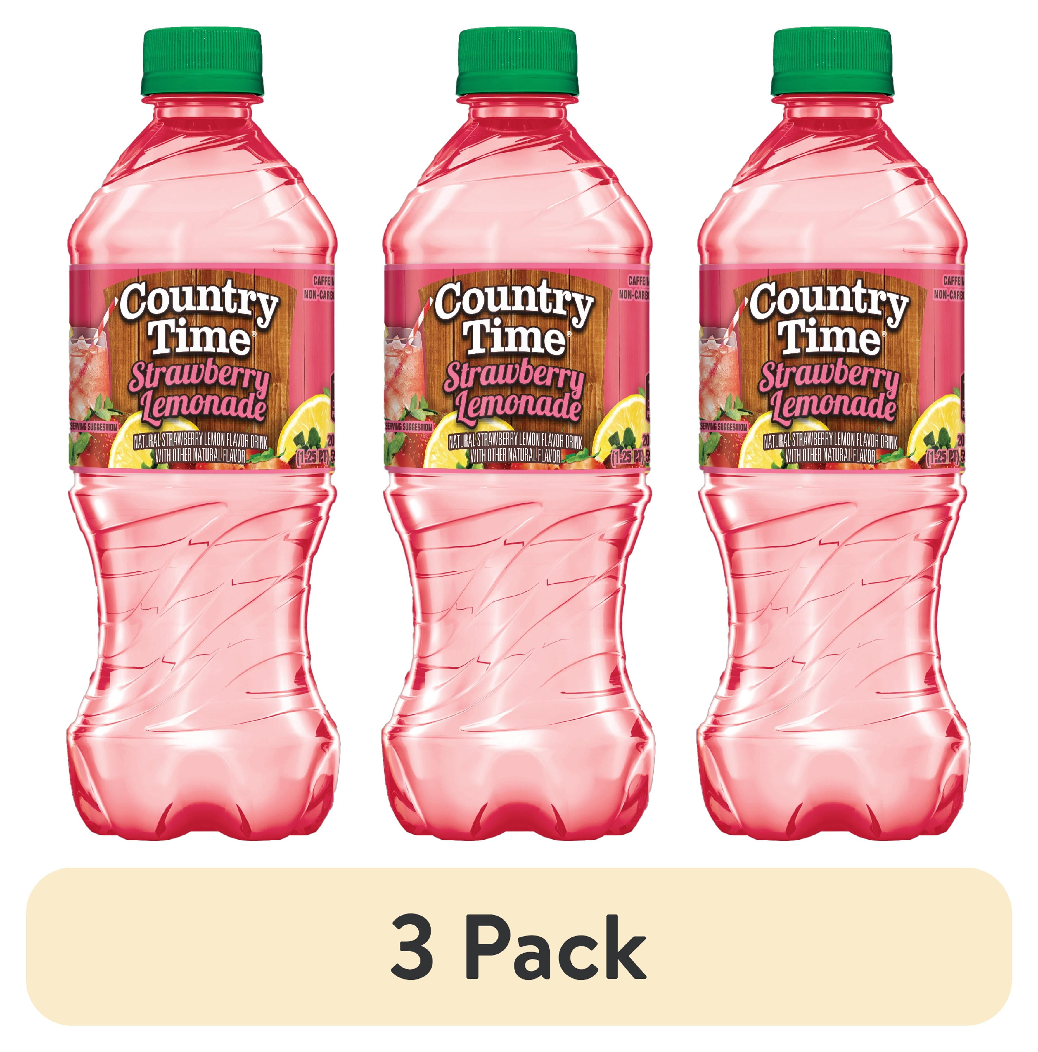 (3 pack) Country Time Strawberry Lemonade Fruit Juice, 20 fl oz, Shelf ...