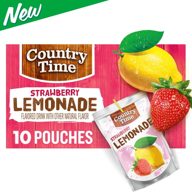 Country Time Strawberry Lemonade, Ready to Drink, Natural Flavors, 10 ...
