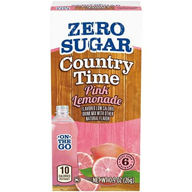 Country Time Zero Sugar Pink Lemonade Drink Mix, 6 ct On-the-Go Packets ...