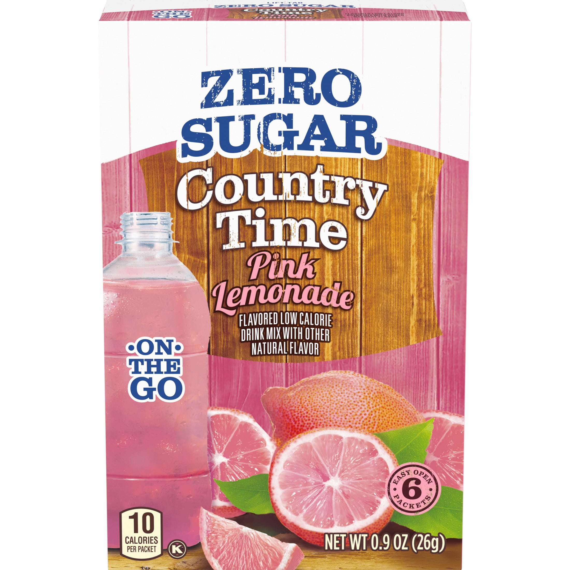 Country Time Zero Sugar Pink Lemonade, Naturally Flavored On-the-Go Drink Mix, 6 ct Packets ...