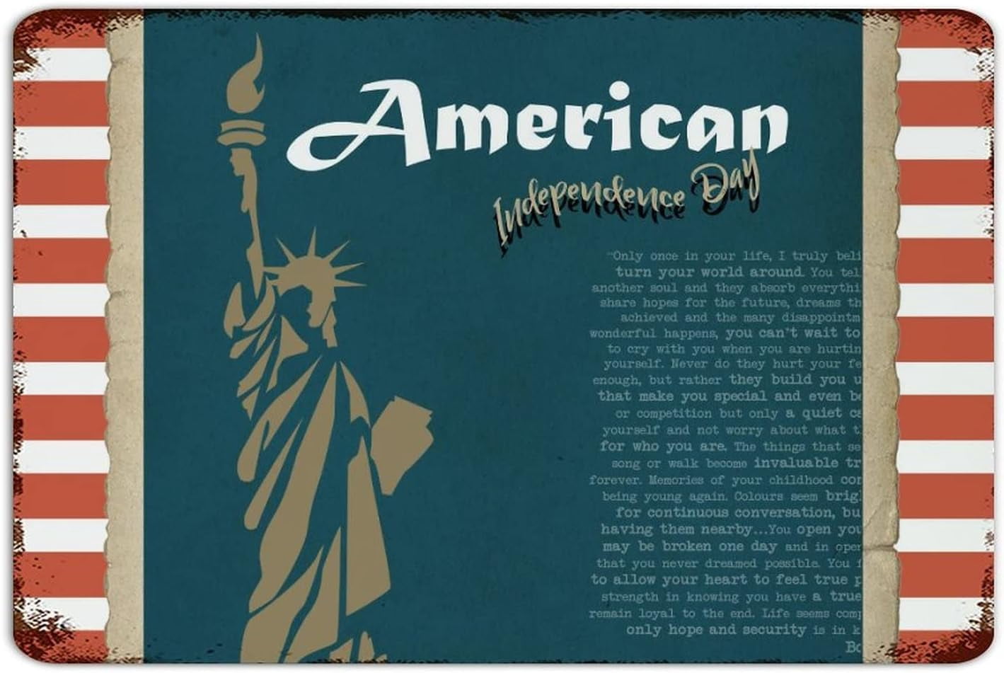 Country Tin Sign American Patriotic Statue of Liberty Home Decor Gate ...
