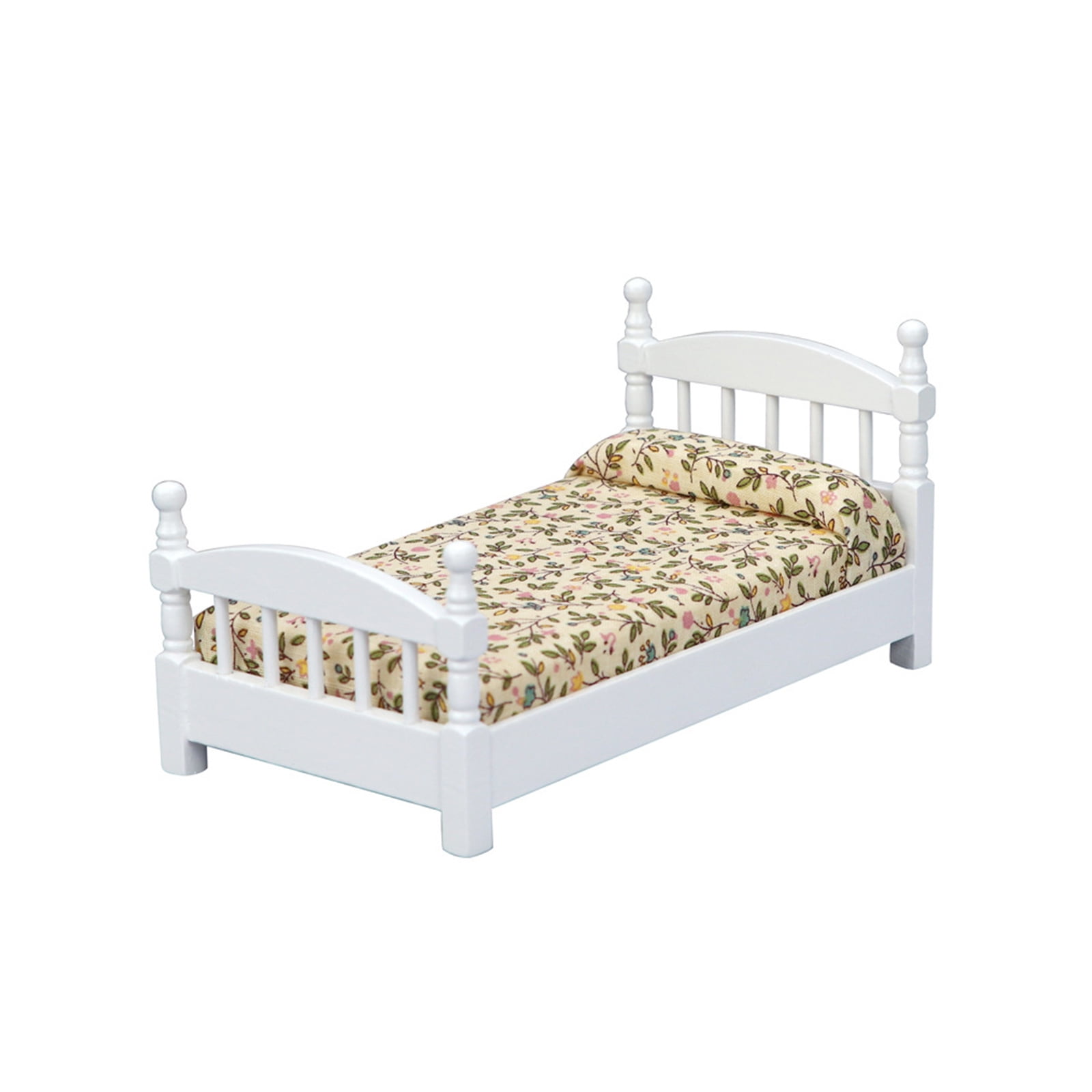 Country Trend Patterned Solid Single Bed For 1:12 Scale Tiny Bedroom ...