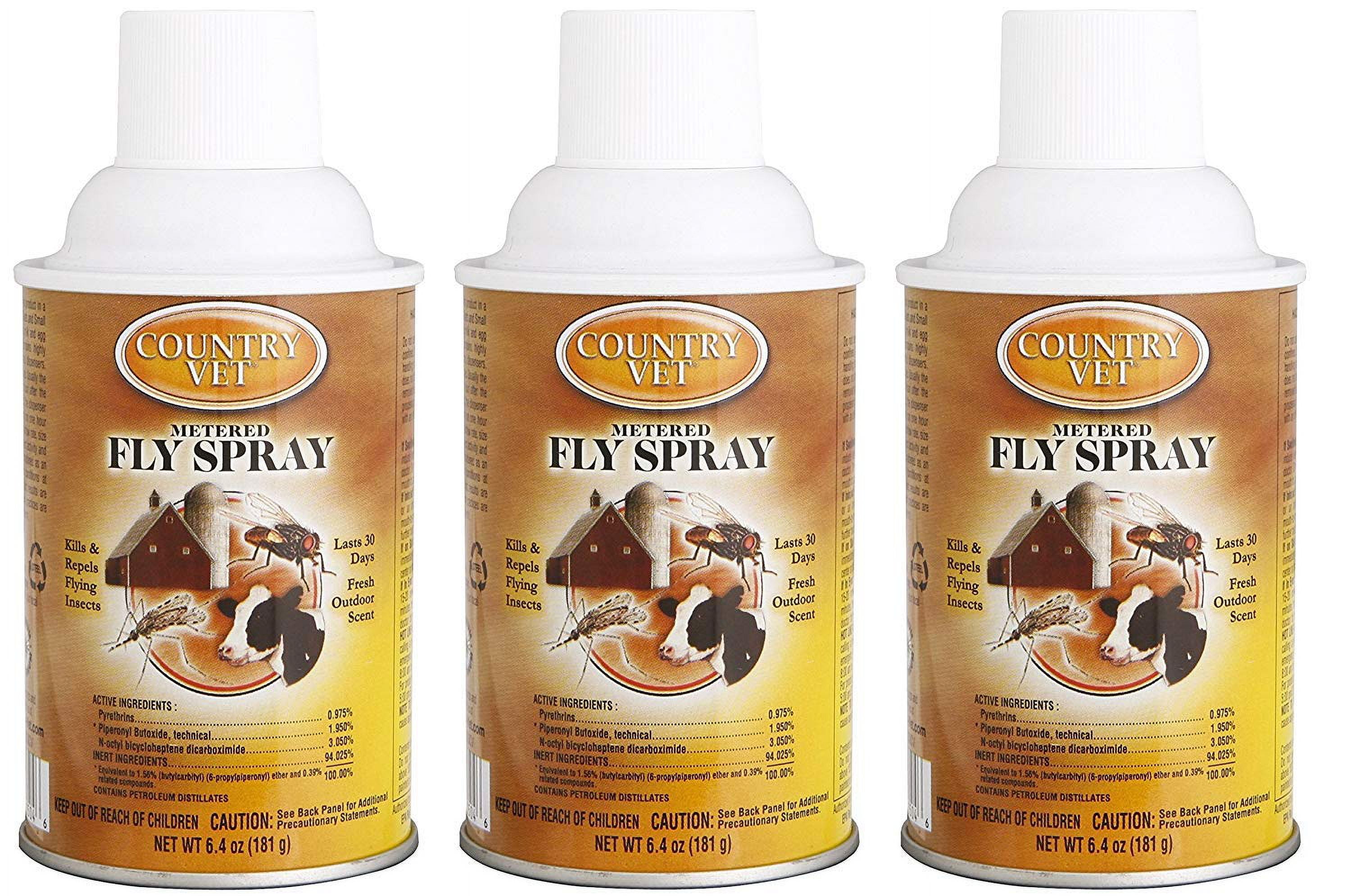 Country Vet Metered Fly Spray, 6.4 Ounce Cans - Pack of 3, Effective ...