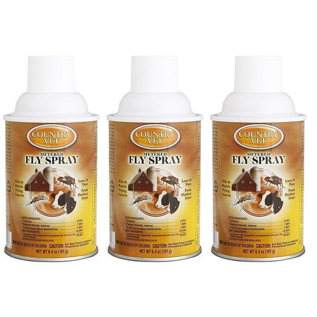 Country Vet Metered Fly Spray, 6.4 Ounce Cans - Pack of 3, Effective ...