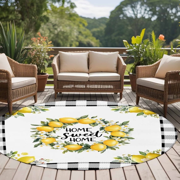 Country Vintage Farm 6ft Round Rug for Living Room Under Coffee Table ...