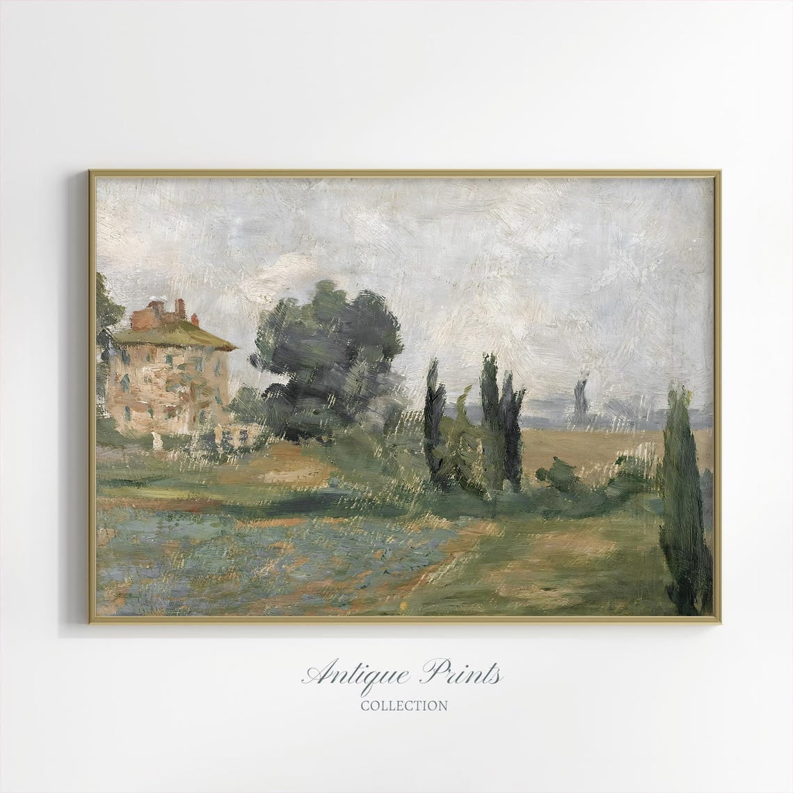 Country Wall Art, Vintage, Cottagecore, Antique Farmhouse Wall Decor, European Cityscape Wall ...