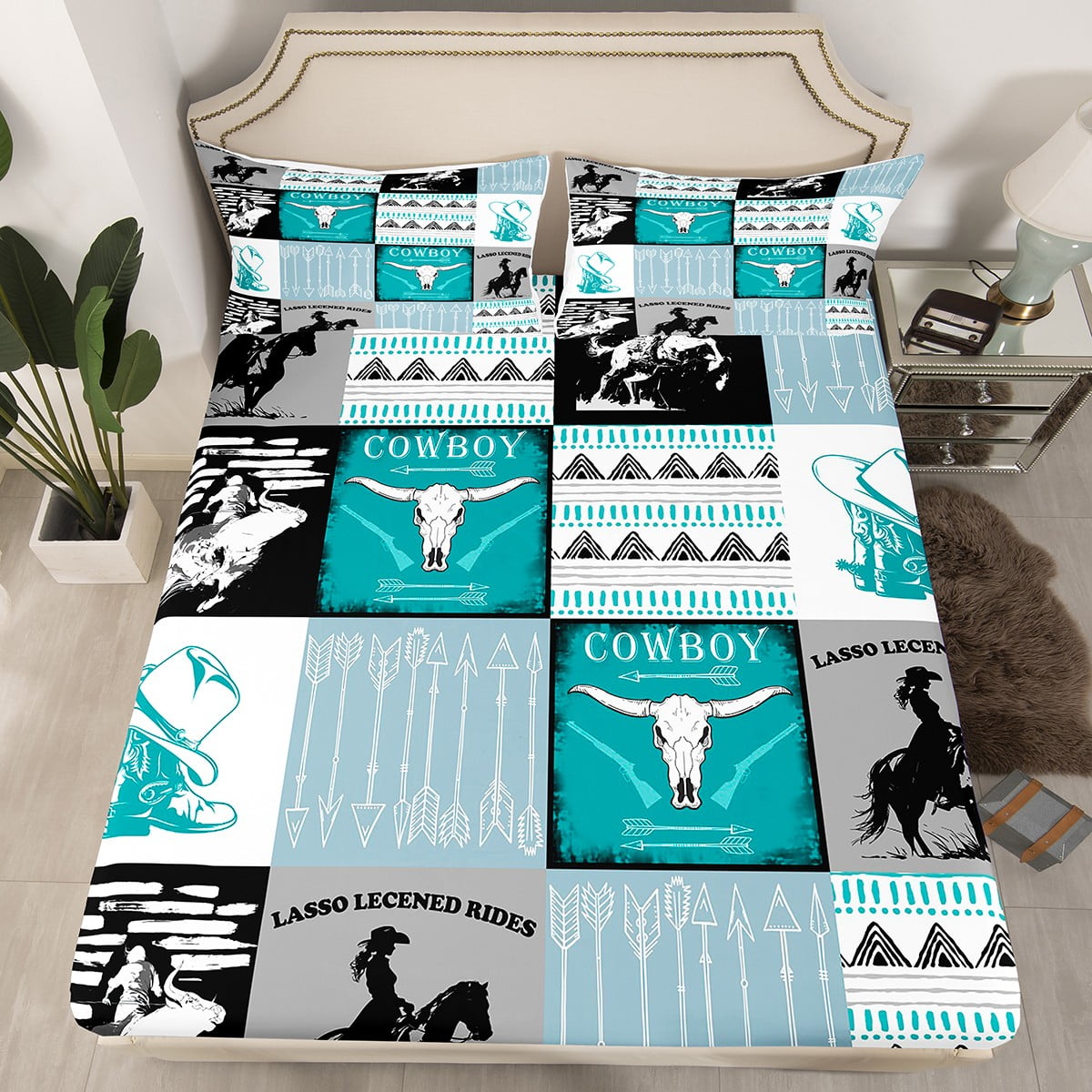 Country Western Bed Sheets Twin,Tribe Geometry Aztec Fitted Sheet ...