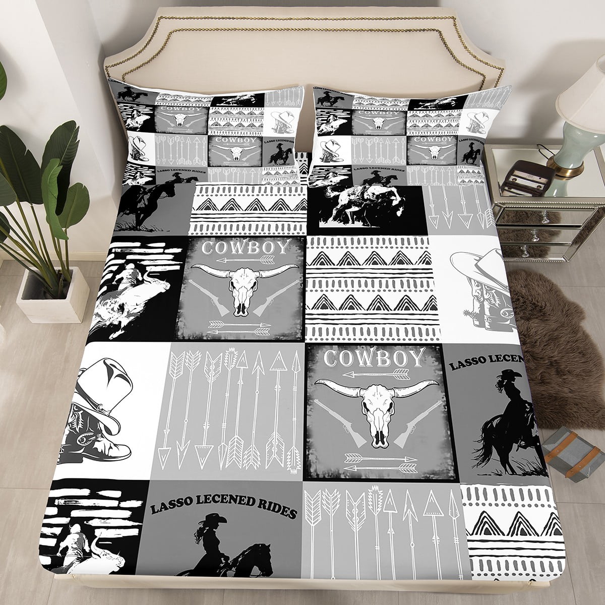 Country Western Bed Sheets Twin,Tribe Geometry Aztec Fitted Sheet ...