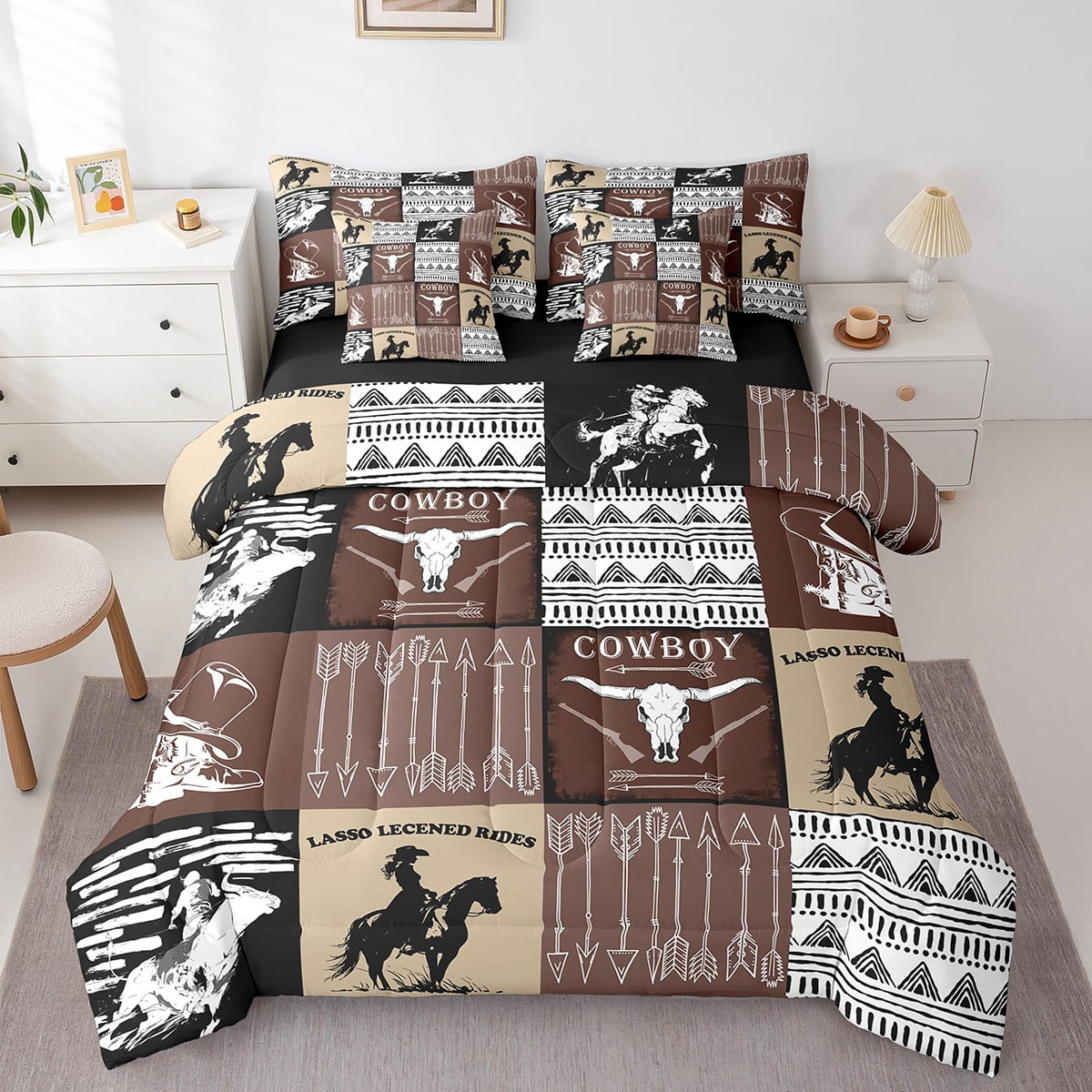Country Western Bedding Sets Tribe Geometry Aztec Comforter Set 7 Piece ...