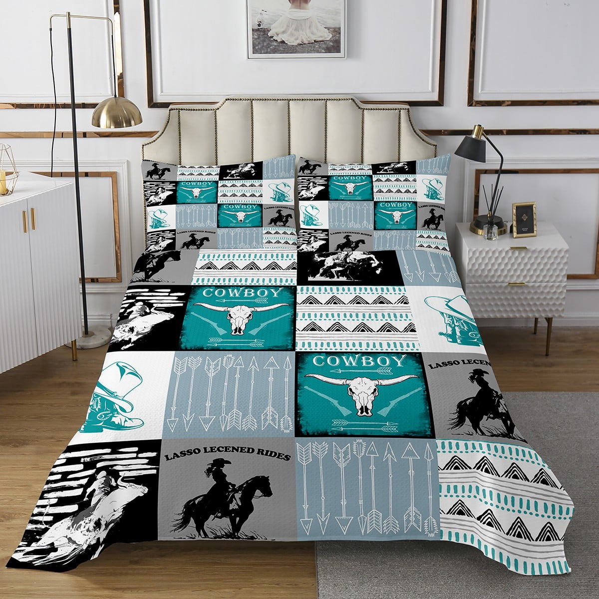 Country Western Bedspread Set King,Tribe Geometry Aztec Quilt Set ...