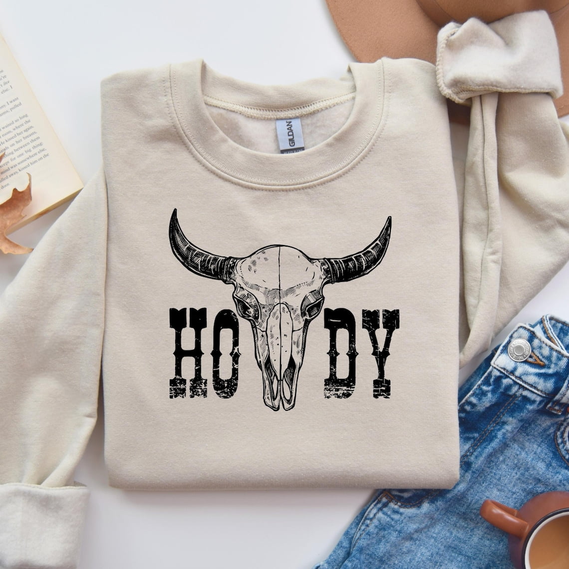 Country Western Howdy Sweatshirt, Western Cowboy Sweater, Ranch Style ...