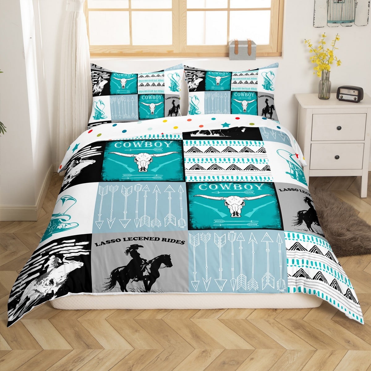 Country Western King Bedding Set,Tribe Geometry Aztec Duvet Cover Set ...