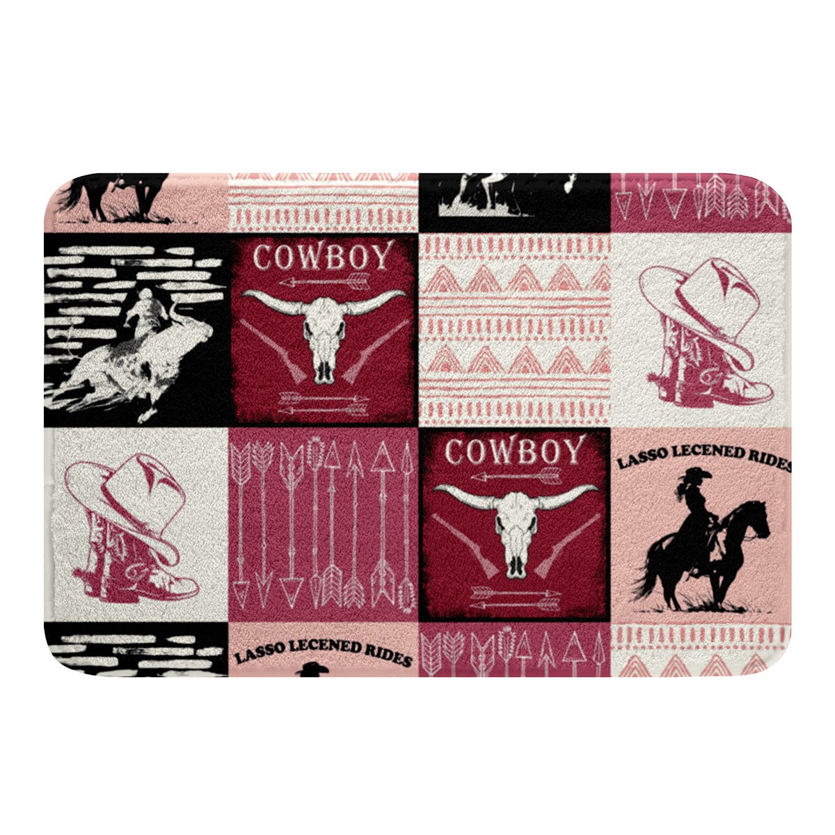 Country Western Rug 20"x32",Tribe Geometry Aztec Bathroom Rugs Cowboy ...