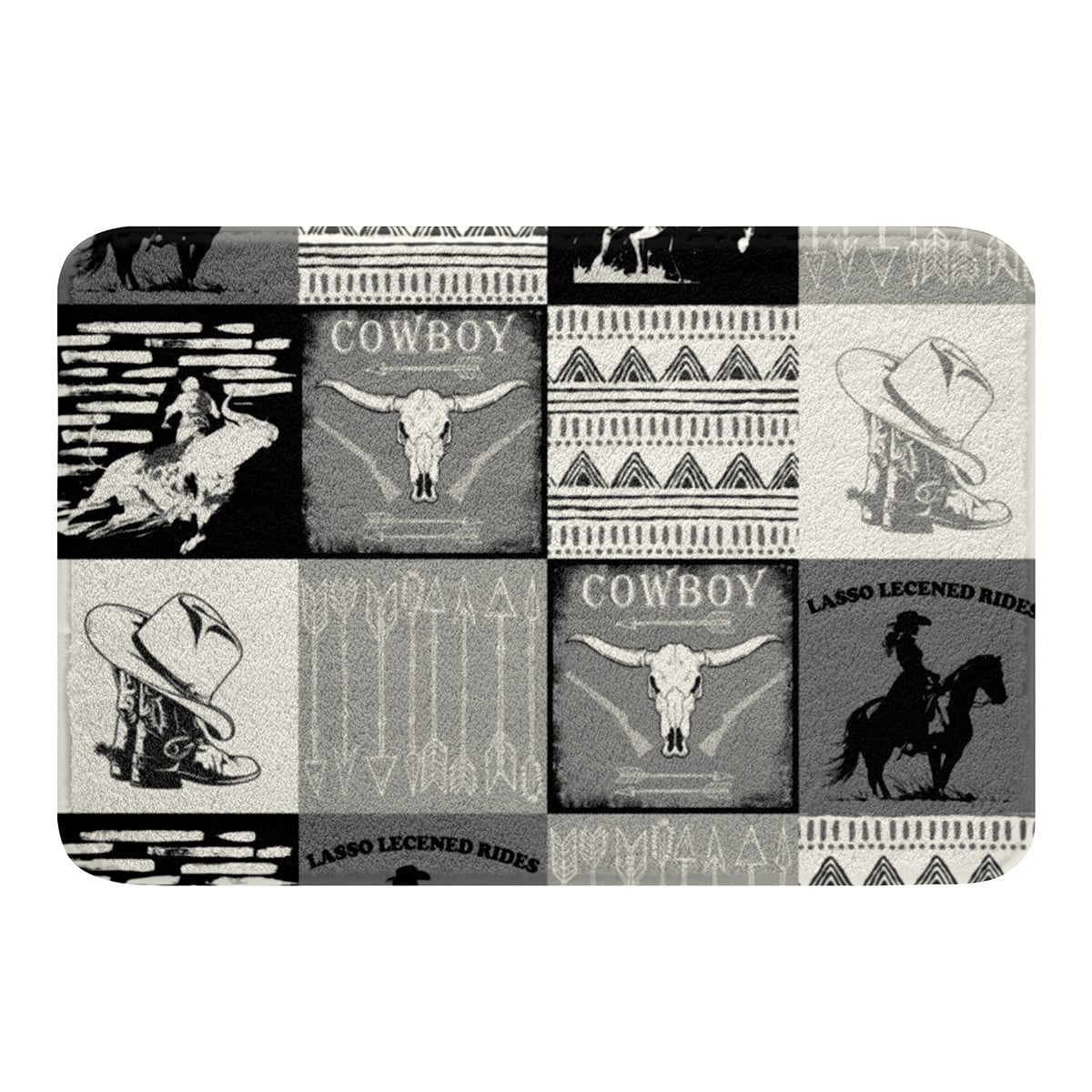 Country Western Rug 20"x32",Tribe Geometry Aztec Bathroom Rugs Cowboy ...