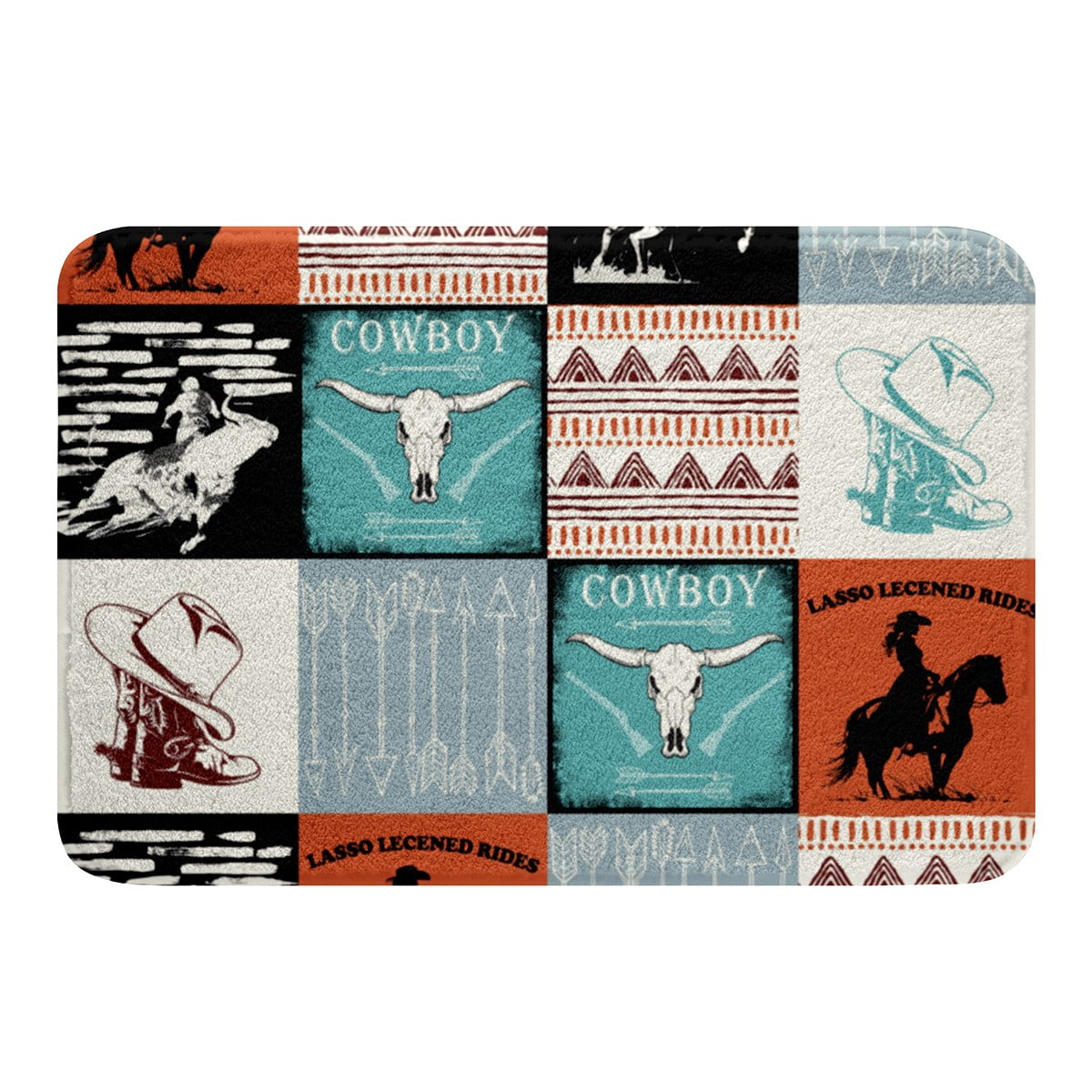 Country Western Rug 20"x32",Tribe Geometry Aztec Bathroom Rugs Cowboy ...