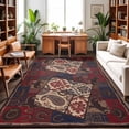 Country Western Washable Area Rug 3 x 5 ft Cowboy Hat Red Blue Plaid ...