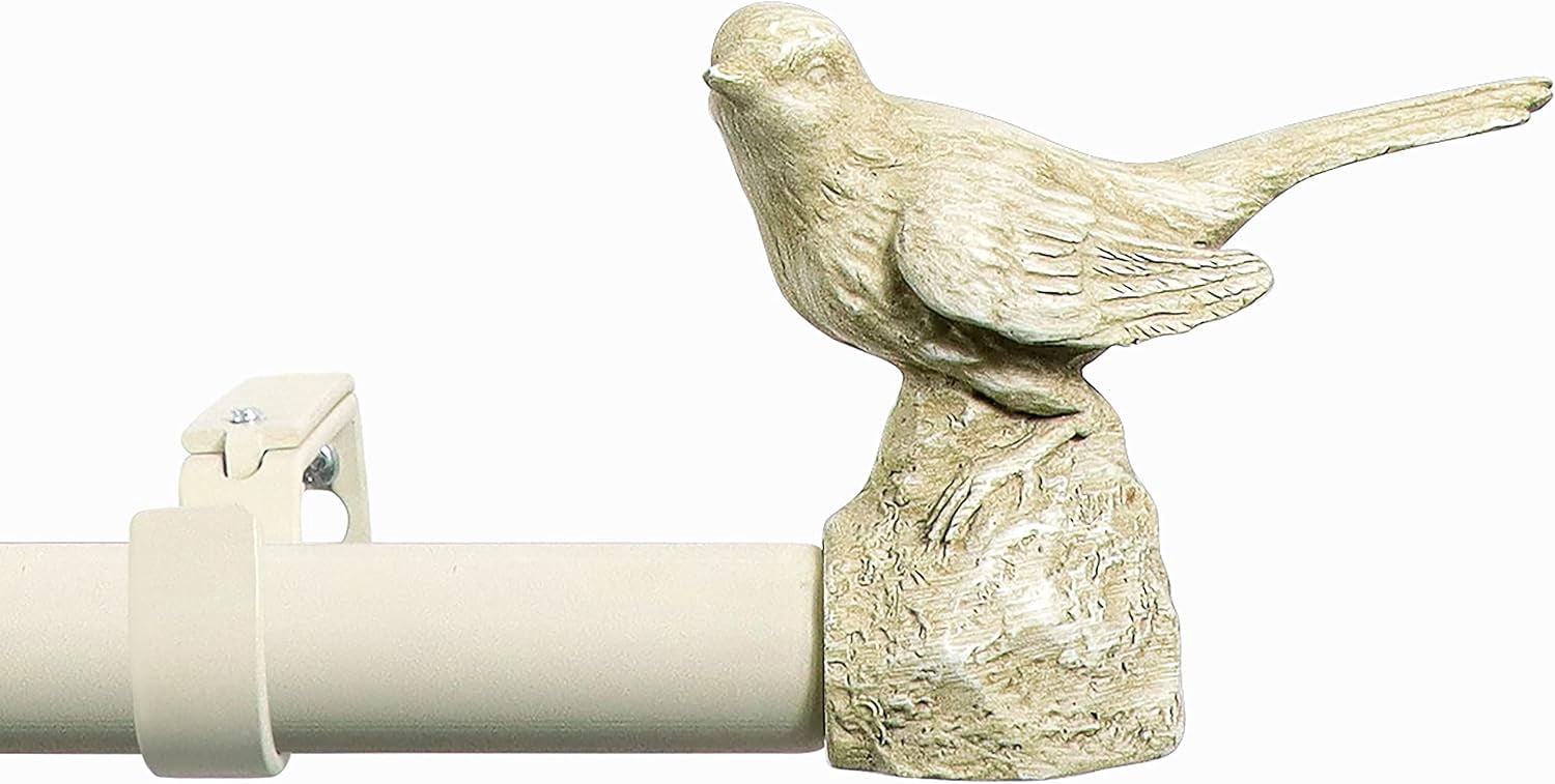 Country White Bird Finials Farmhouse Single Window Treatment Curtain ...