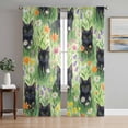 Country Wildflowers Sheer Curtains for Living Room Bedroom Black Cute ...