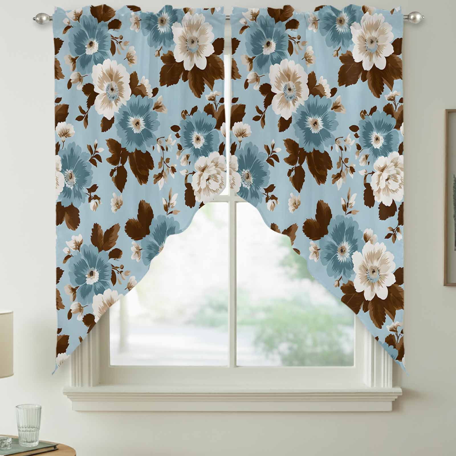 Country Wildflowers Swag Kitchen Curtain Valances, Vintage Rustic ...