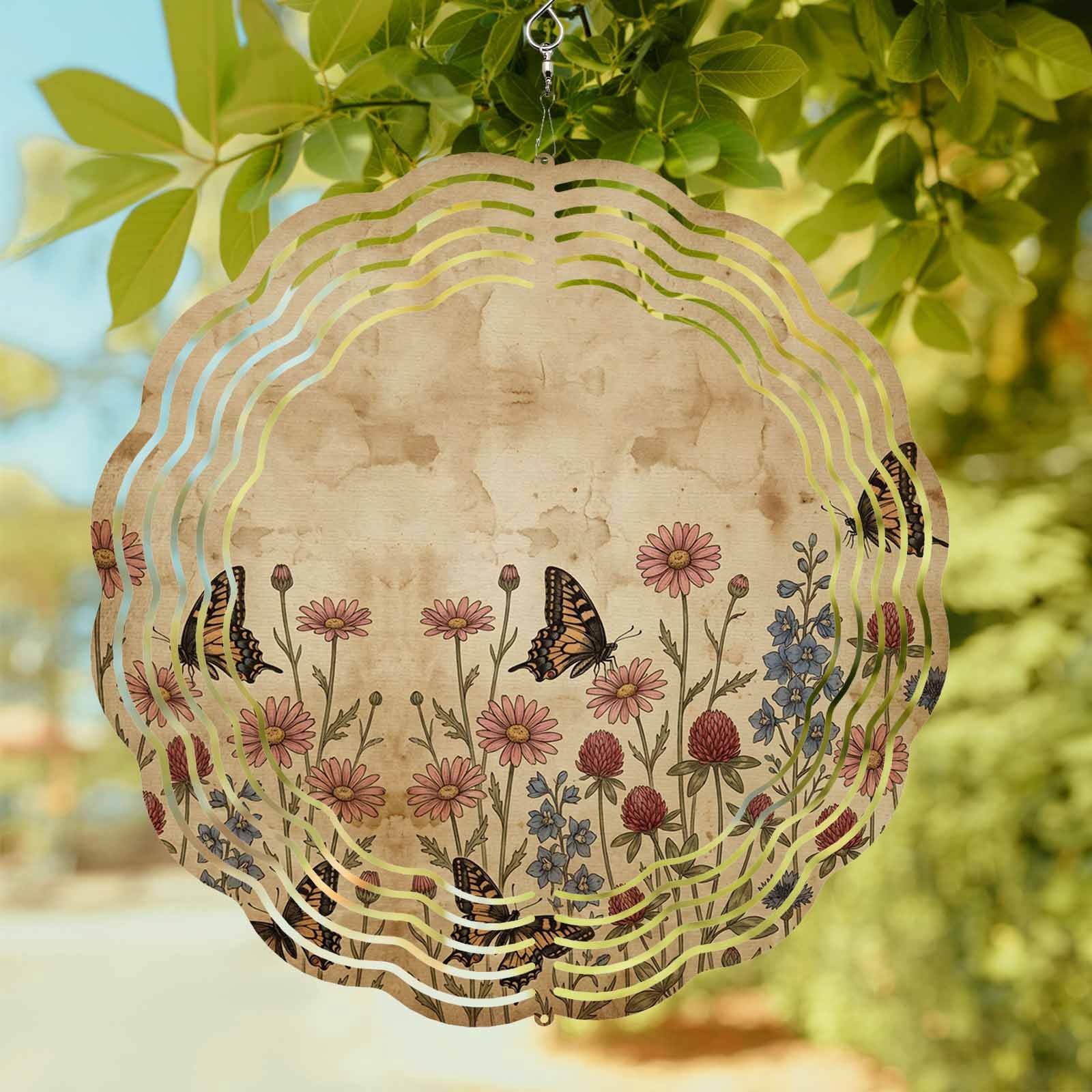 Country Wildflowers Wind Spinner for Garden Yard 10In, Rustic Vintage ...