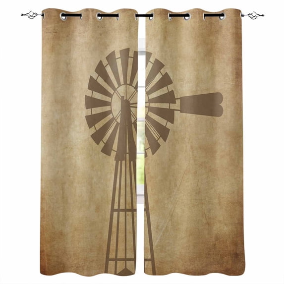 Country Windmill Blackout Curtains for Bedroom Living Room Darkening ...