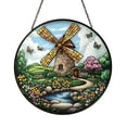 Country Windmill Scene Stained Glass Style Suncatcher – Window Art ...