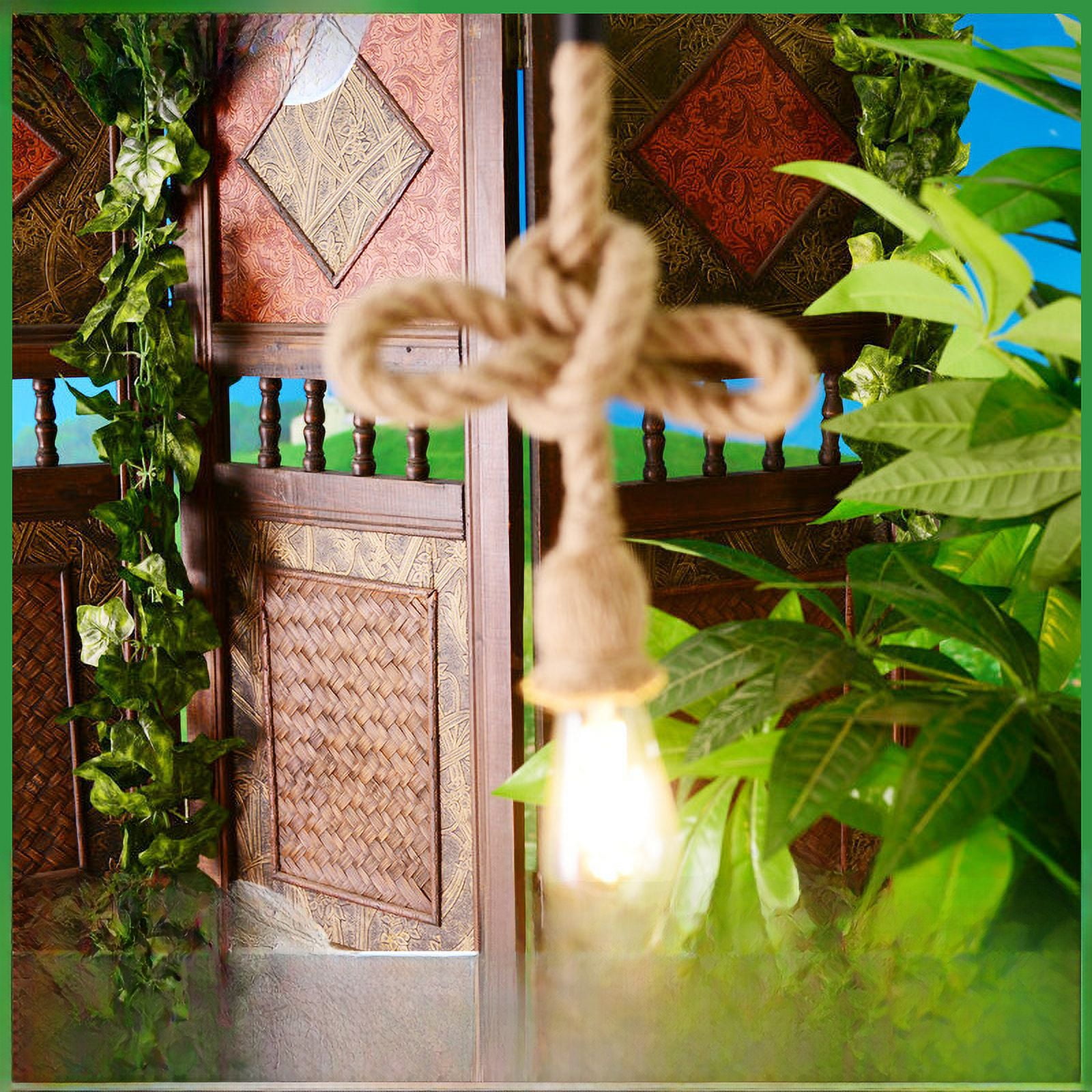 Country retro hemp rope lamp bar decoration hemp rope woven chandelier ...