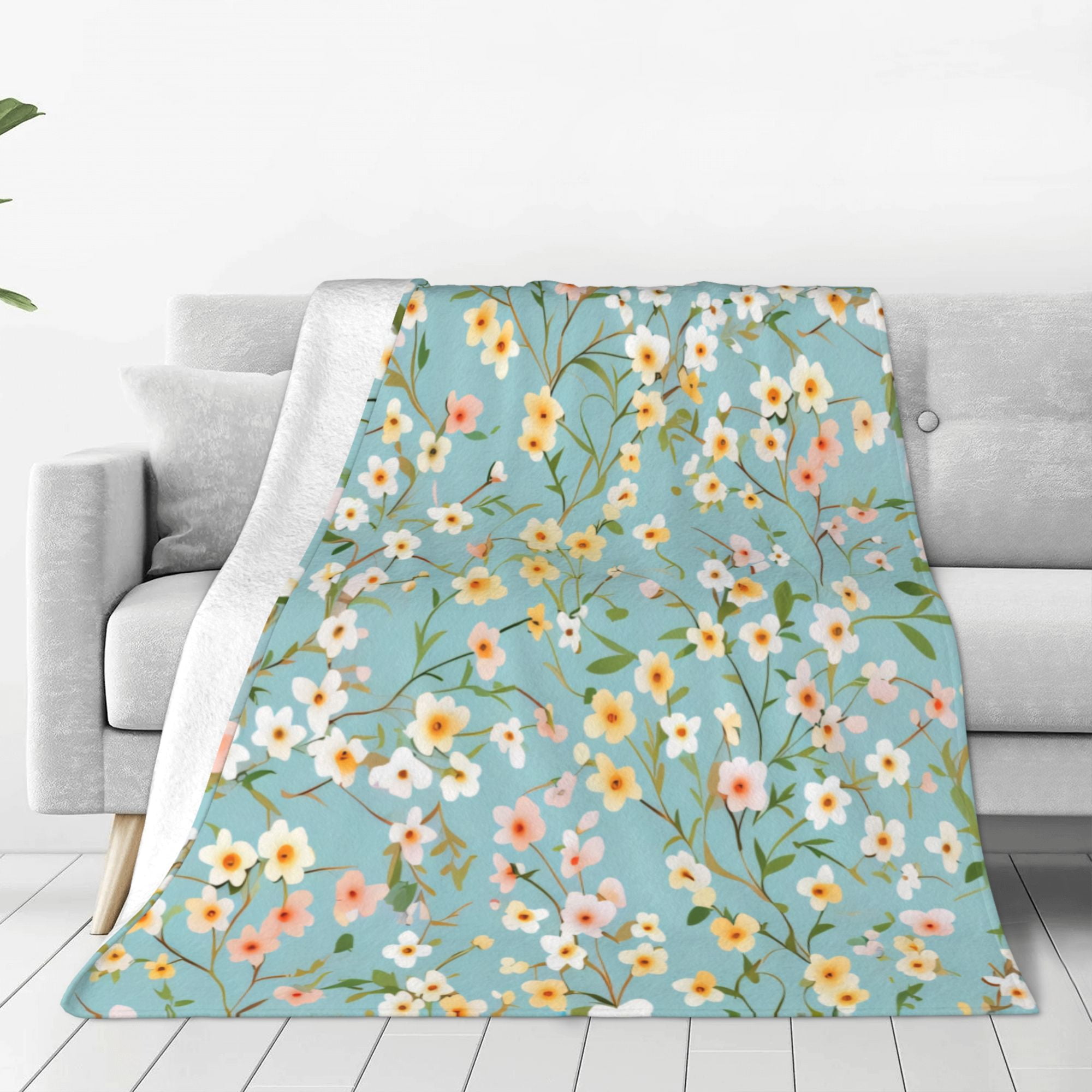 Country style small fresh flannel printing blanket sofa air ...