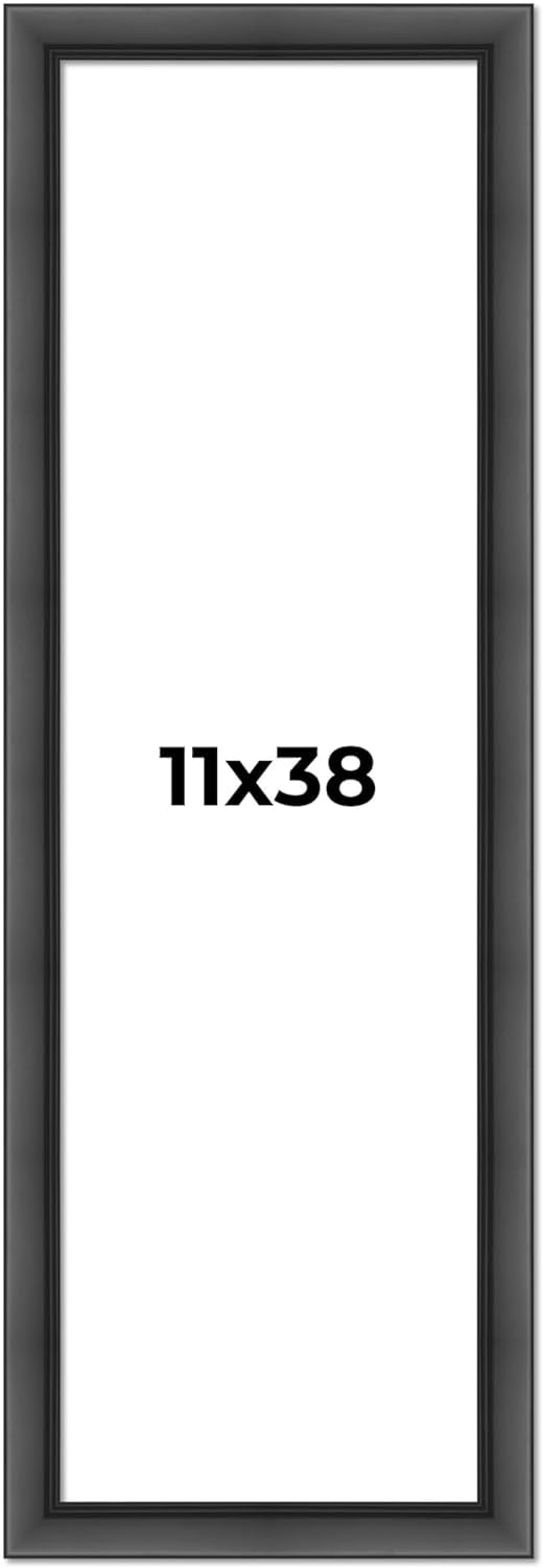 CountryArtHouse 11x38 Frame Black Solid Wood Picture Frame - Complete ...