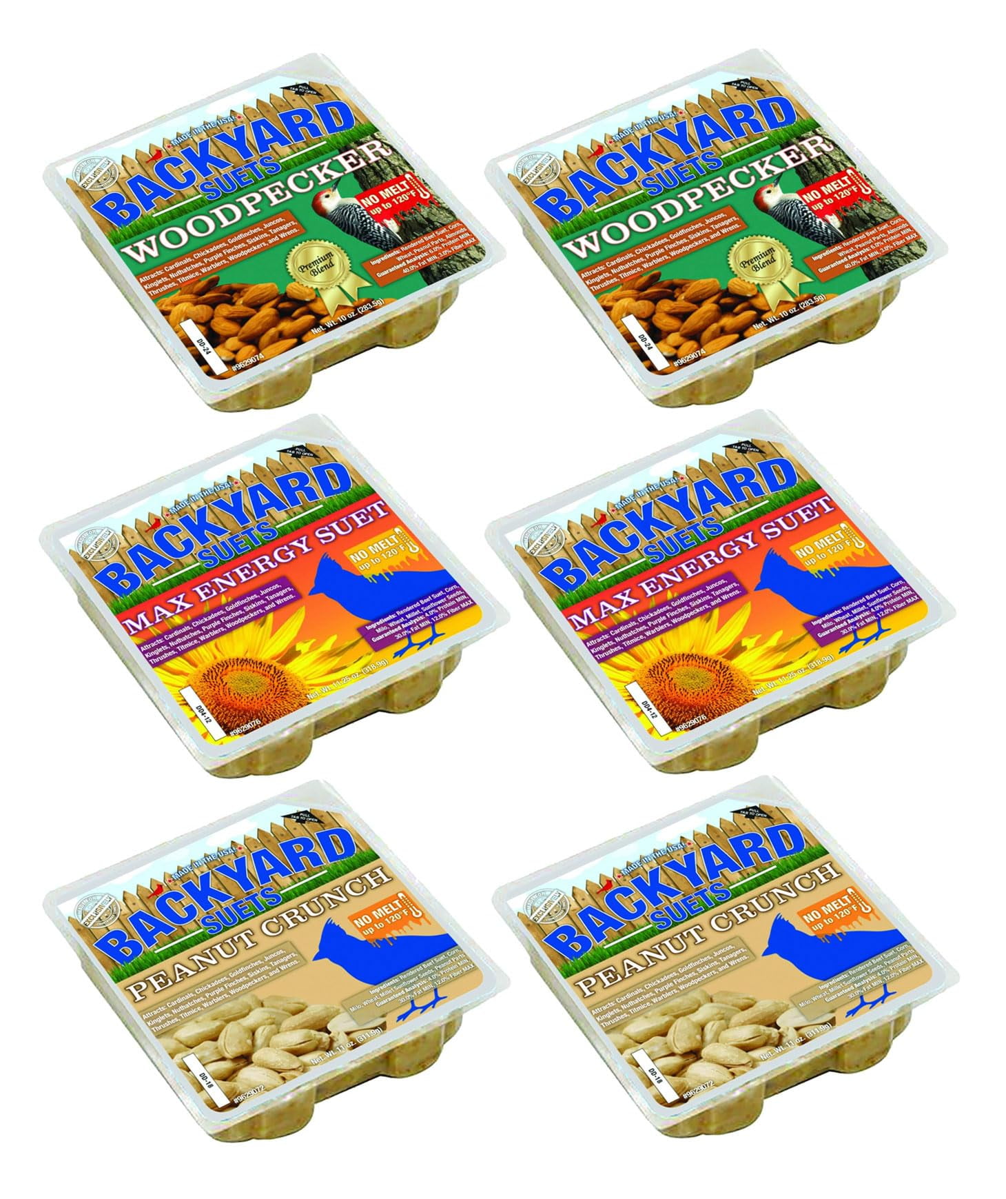 CountryMax Backyard Seeds Suet Cakes for Wild Birds - No Melt Food for ...