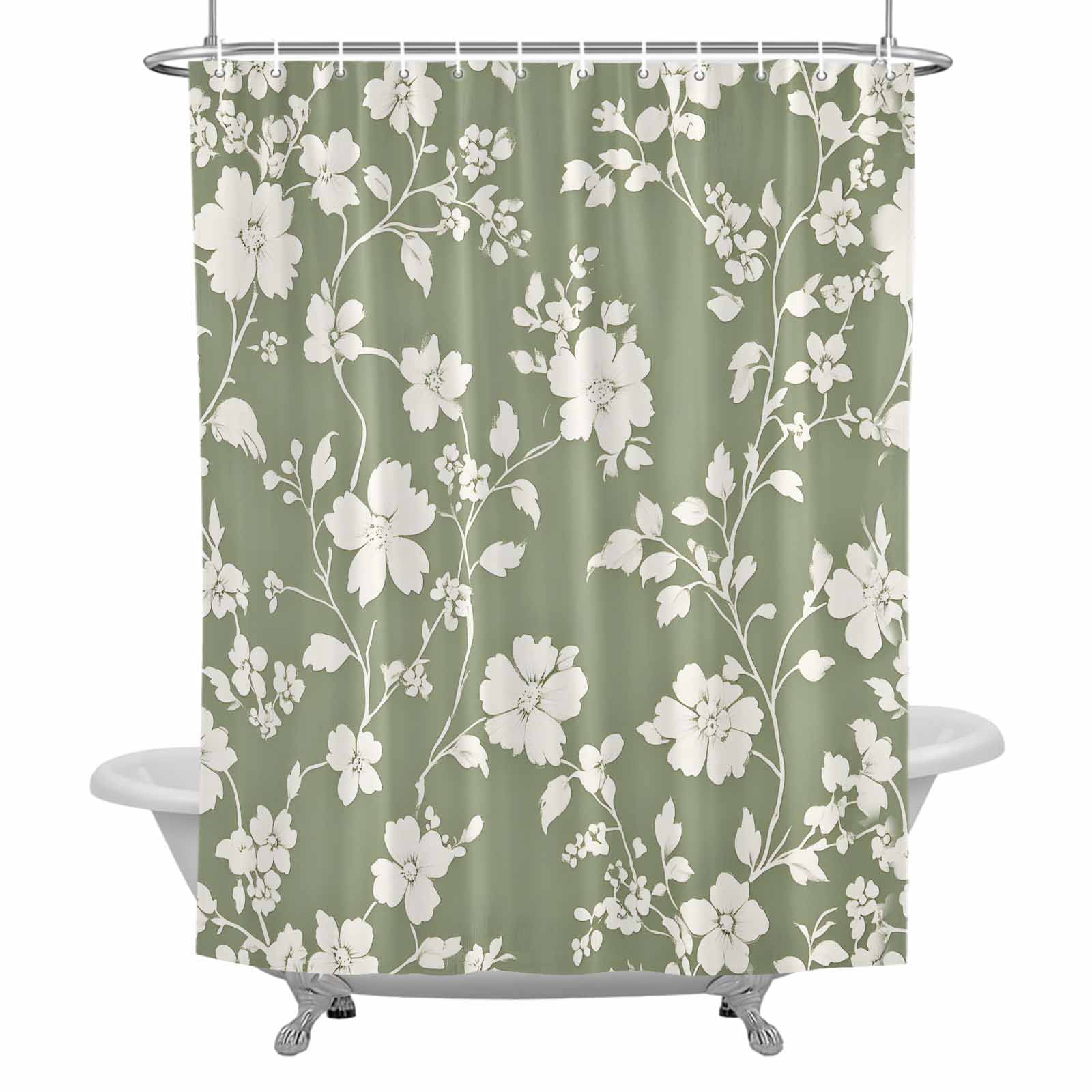 Countryside Camellia Flowers Shower Curtain for Bathroom, Farm White ...