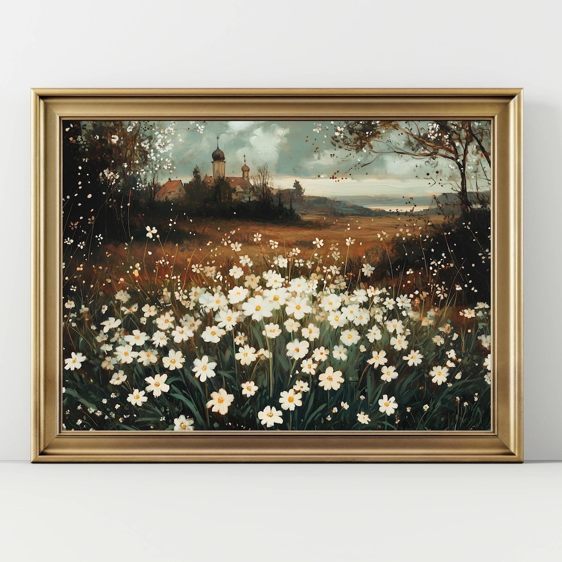 Countryside Daisy Field Wall Art – Floral Landscape Painting With ...