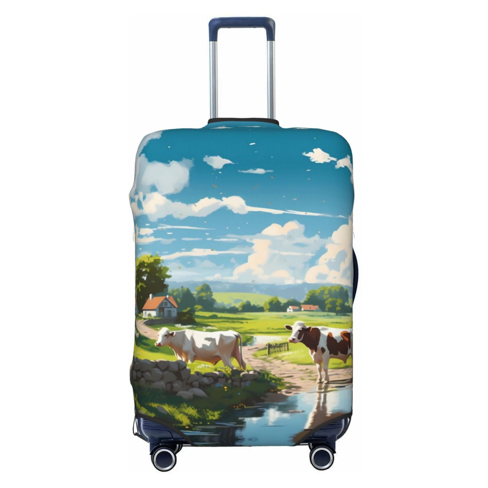 Countryside Farm Cow Luggage Cover for Travel Business Trip, Suitcase ...