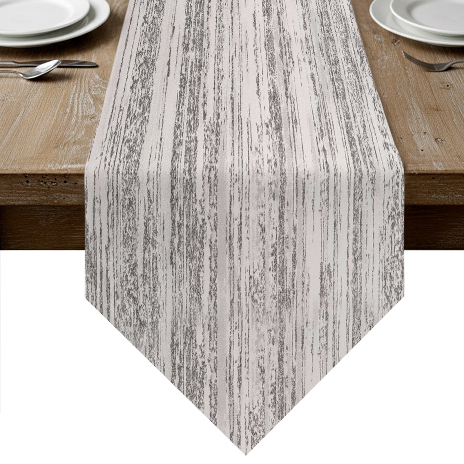 Countryside Grey Striped Table Runner Linen Burlap Table Runner 108 ...