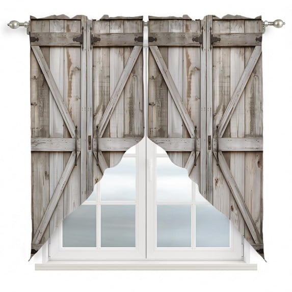 Countryside Idyllic Swag Curtain Valance for Window 2 Panels White Barn ...