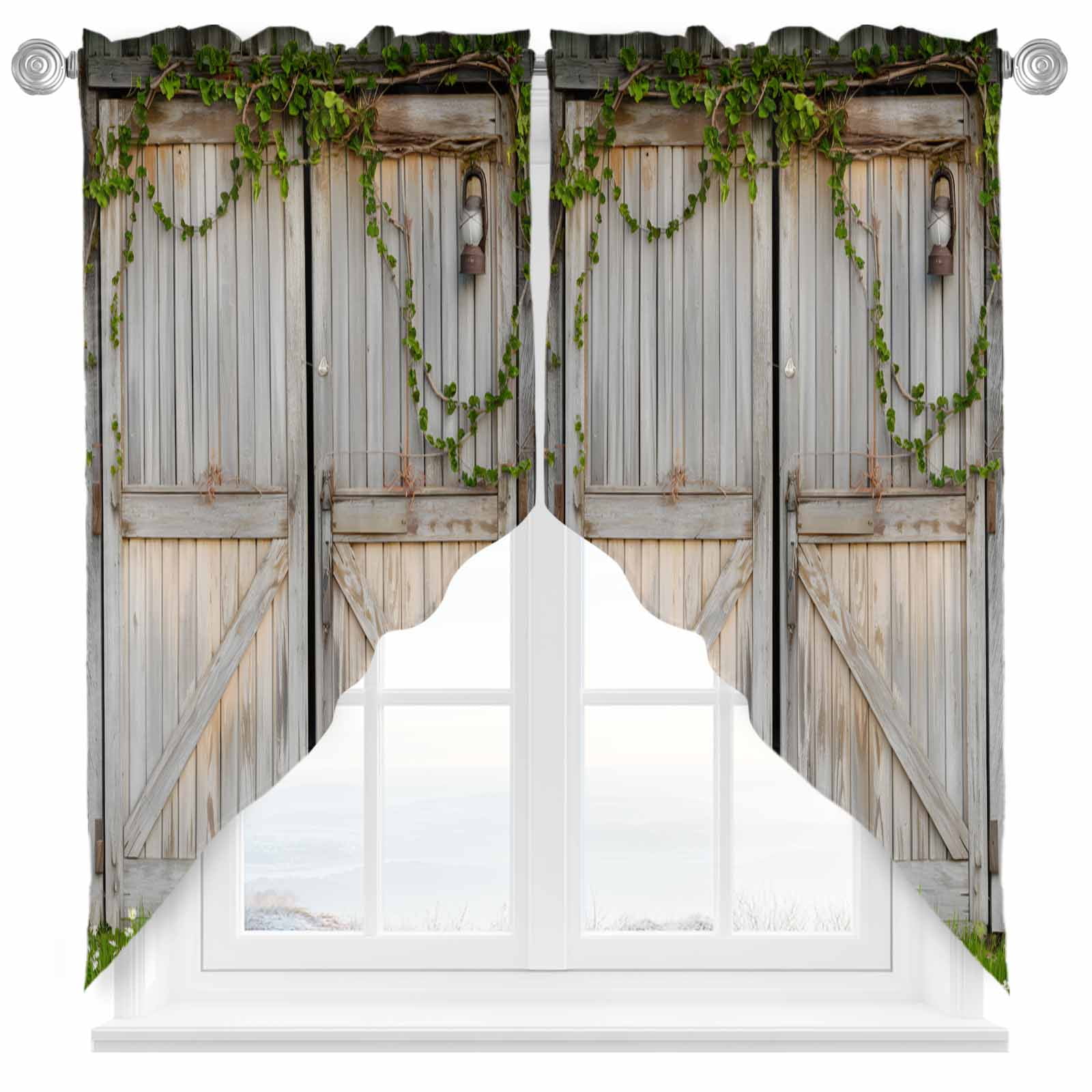 Countryside Idyllic Swag Curtain Valance for Windows, White Barn Door ...