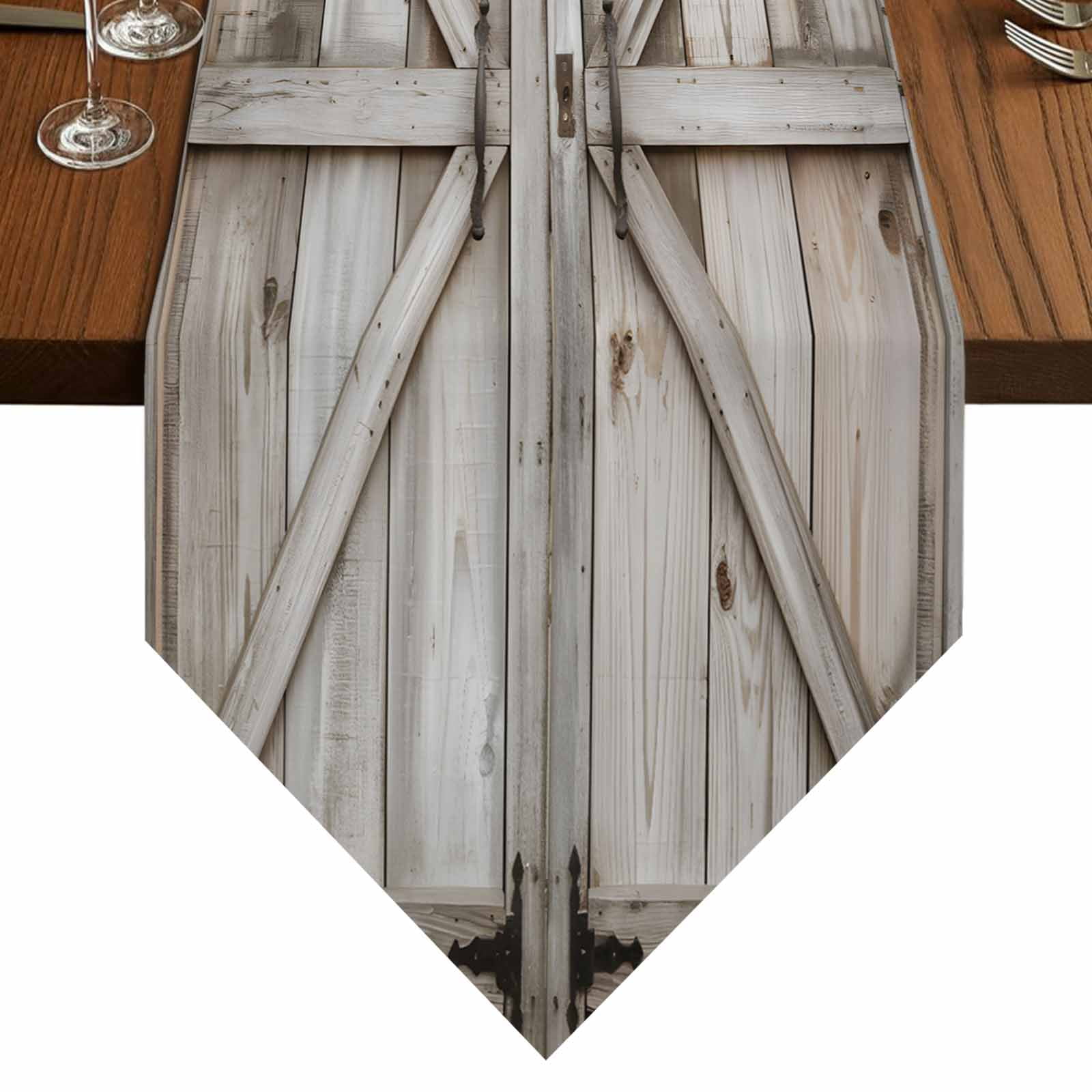 Countryside Idyllic Table Runner for Dining Room, White Barn Door ...