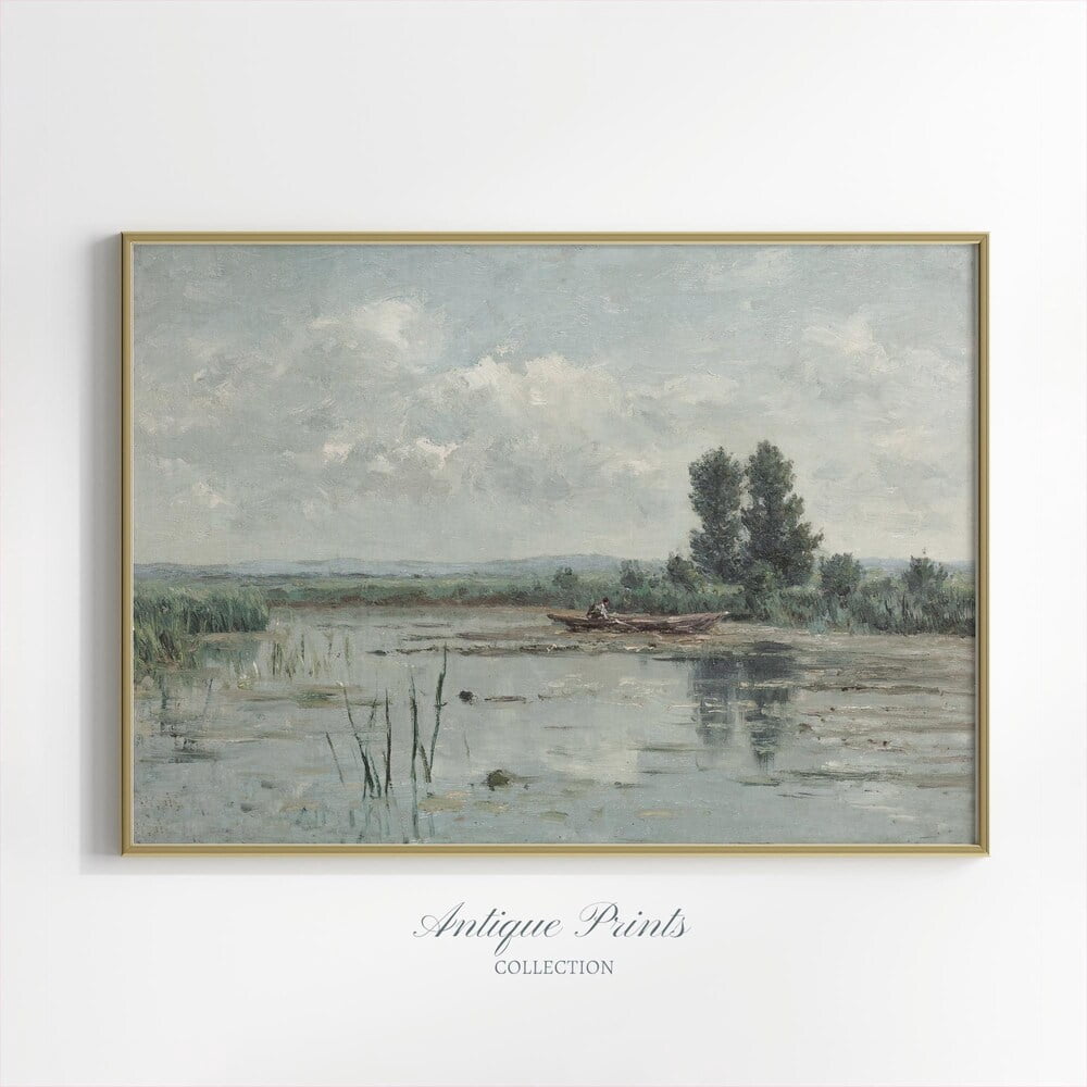 Countryside Lake Landscape Wall Art Rustic Cottage Wall Decor Farmhouse ...