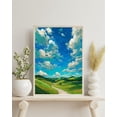 Countryside Landscape Green Hills Impressionist Cloud Blue Sky Graphic ...