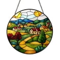 Countryside Landscape Stained Glass Suncatcher Window Hanging, Scenic ...