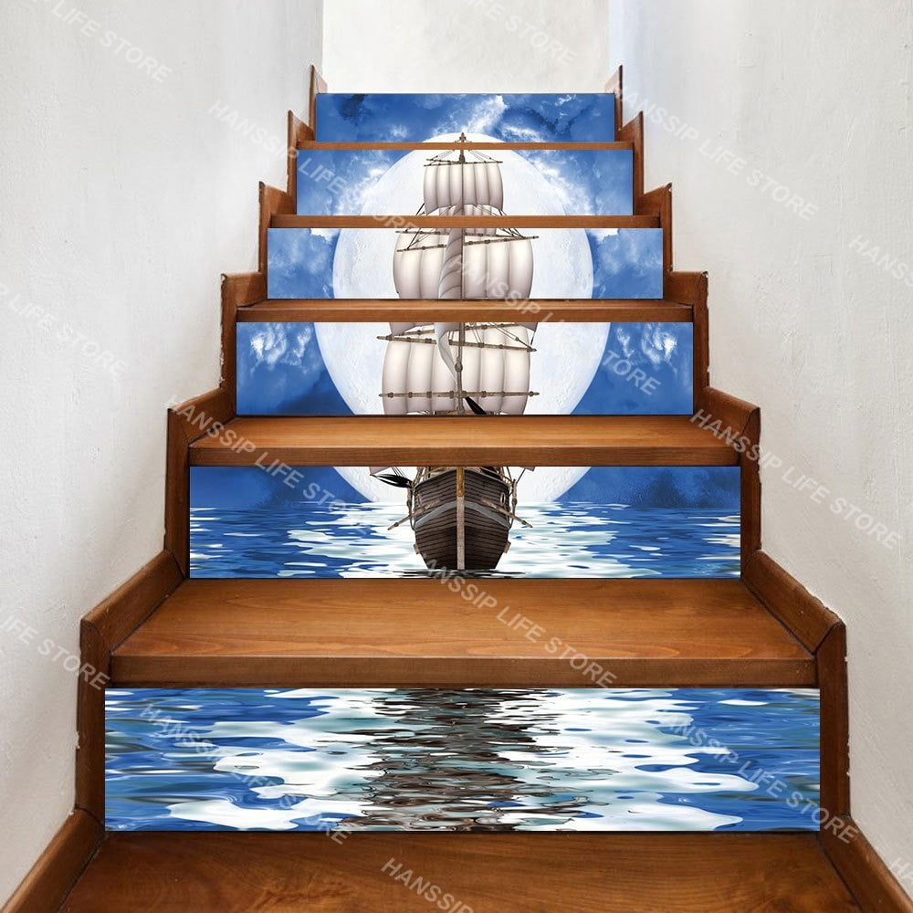 Countryside Oil Painting Mural Stair Stickers Waterproof and Stain ...