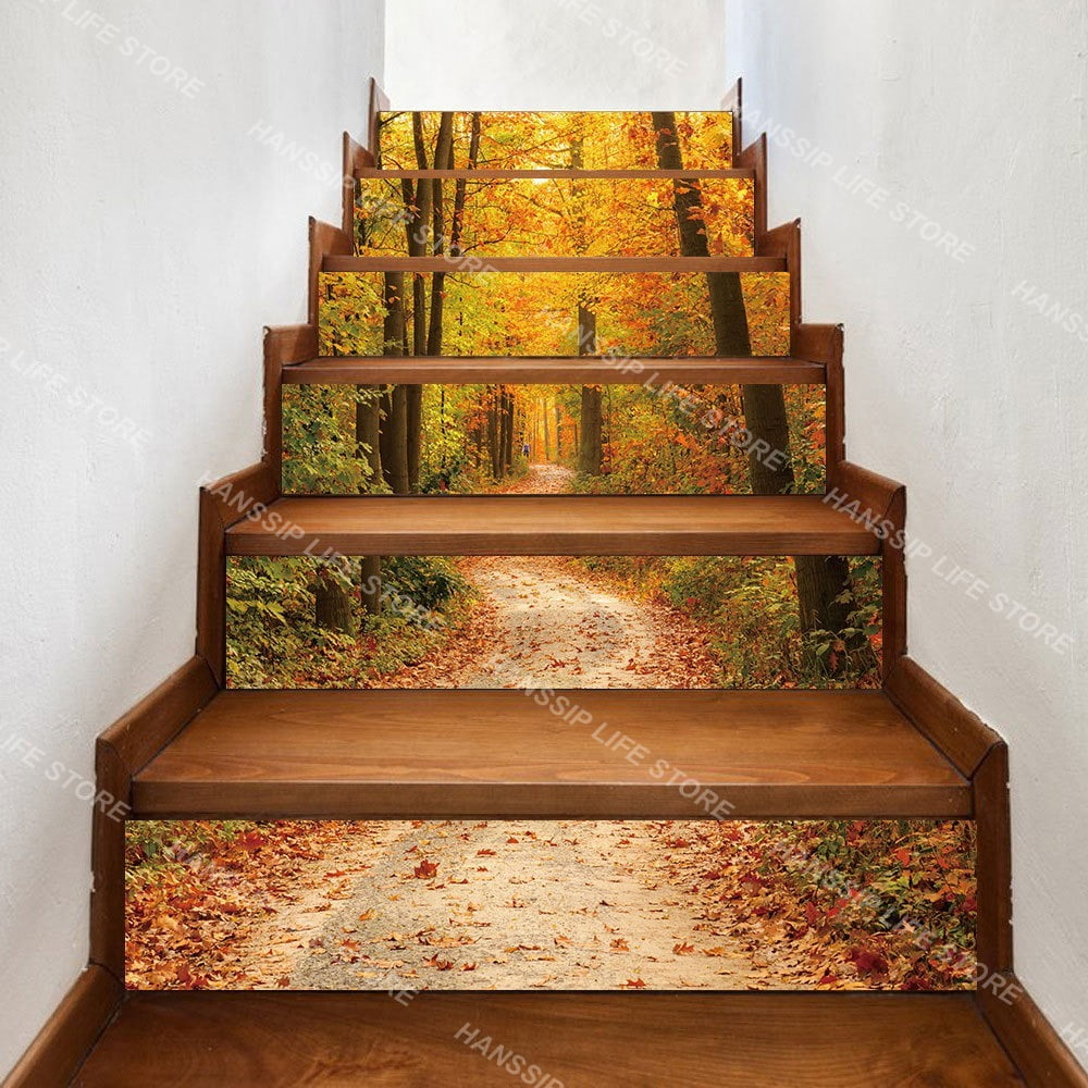 Countryside Oil Painting Mural Stair Stickers Waterproof and Stain ...