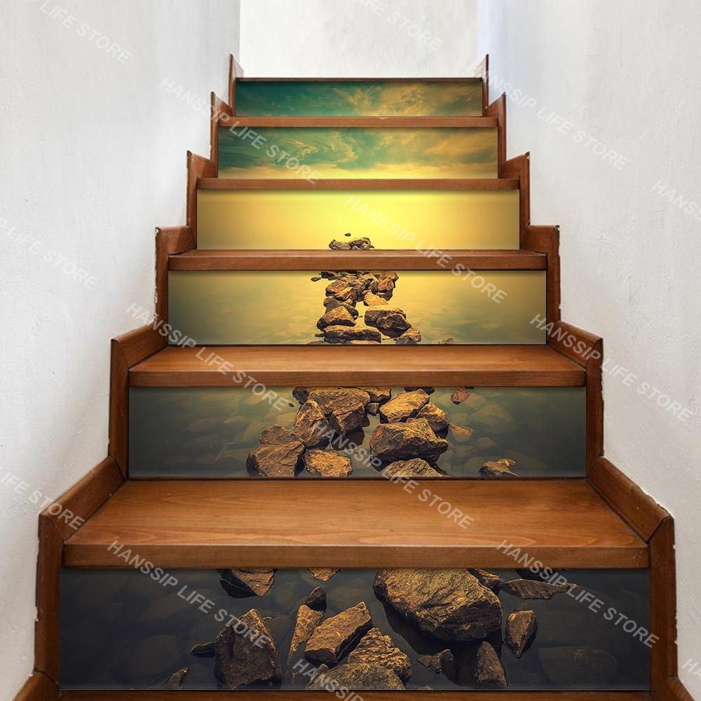 Countryside Oil Painting Mural Stair Stickers Waterproof and Stain ...