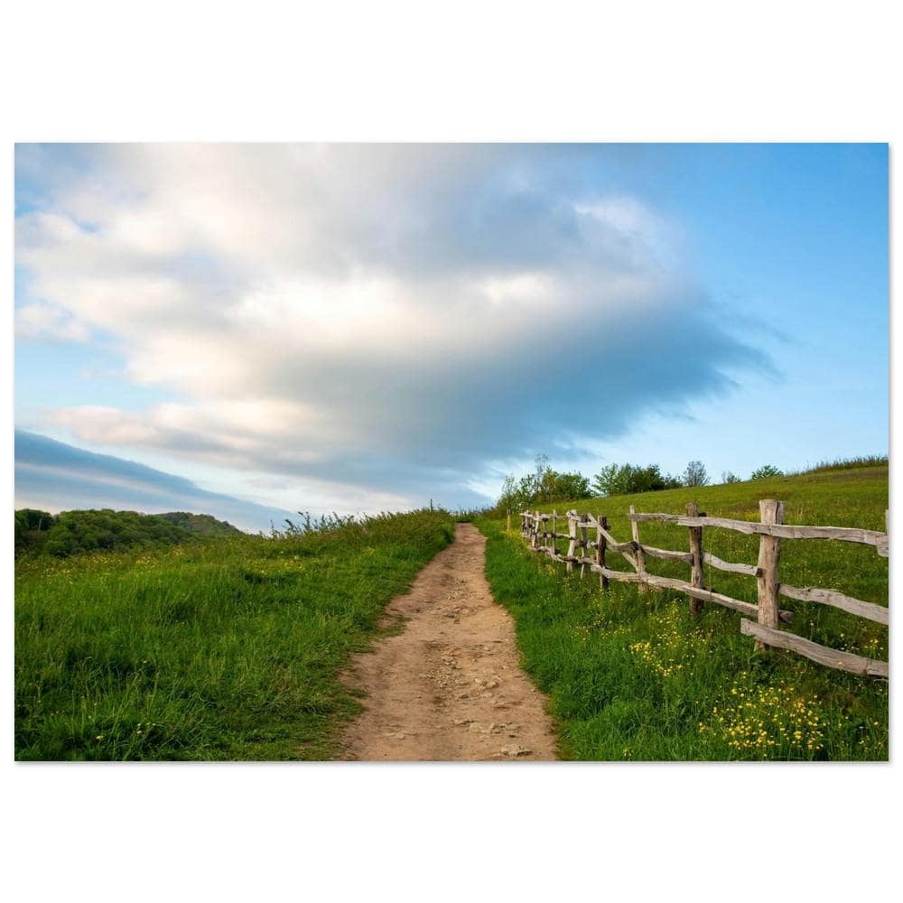 Countryside Path Rustic Fence Poster – Serene Meadow Landscape Print ...