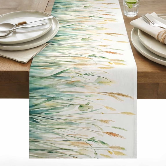 Countryside Plant Cotton Linen Table Runner Watercolor Rustic Plant ...
